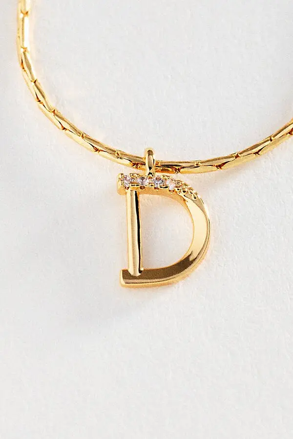 Anthropologie Initial Charm Snake Chain Necklace - D