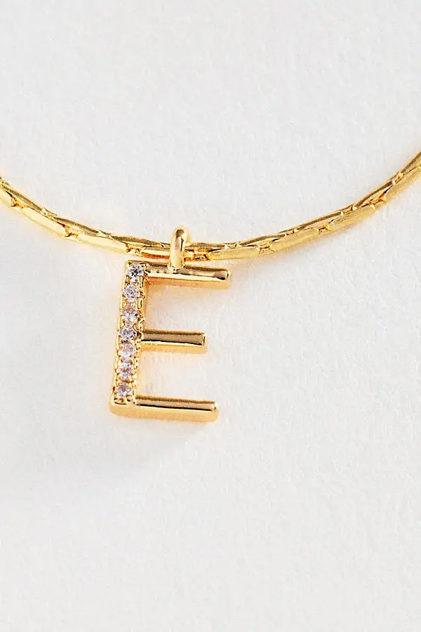 Anthropologie Initial Charm Snake Chain Necklace - E