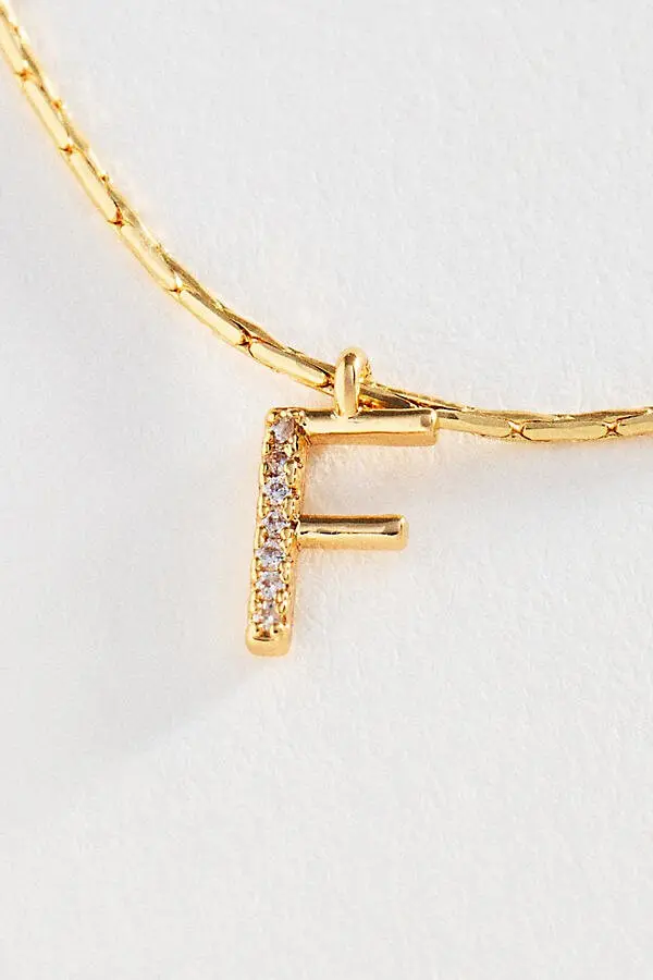 Anthropologie Initial Charm Snake Chain Necklace - F