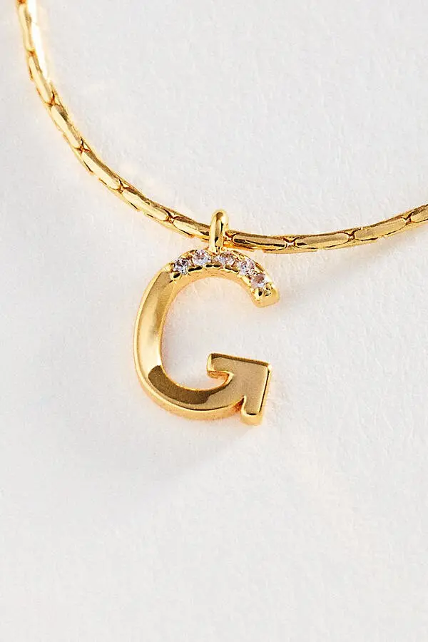 Anthropologie Initial Charm Snake Chain Necklace - G