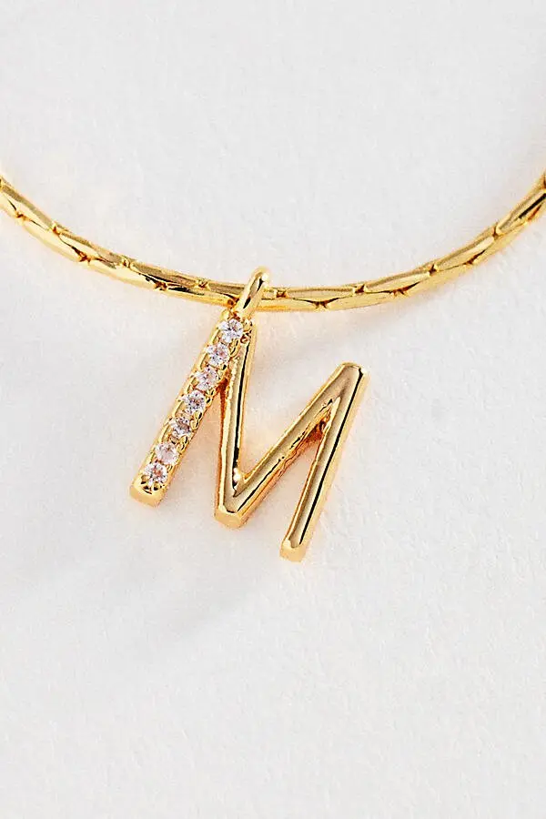 Anthropologie Initial Charm Snake Chain Necklace - M
