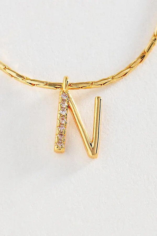 Anthropologie Initial Charm Snake Chain Necklace - N