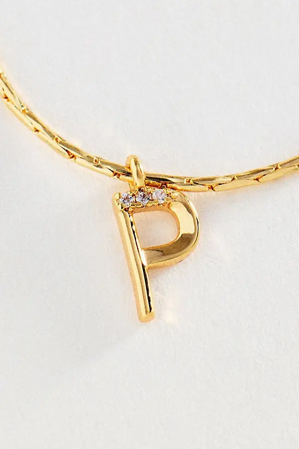 Anthropologie Initial Charm Snake Chain Necklace - P