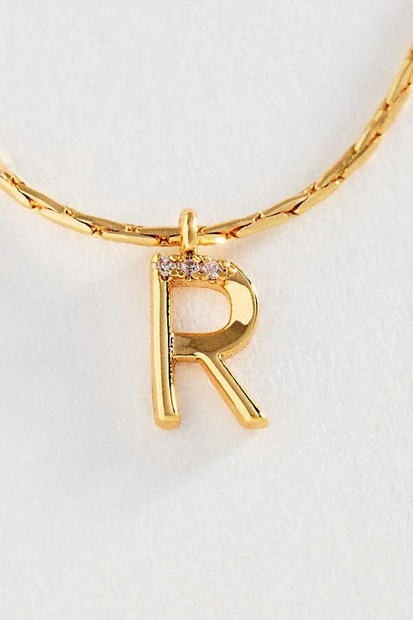 Anthropologie Initial Charm Snake Chain Necklace - R