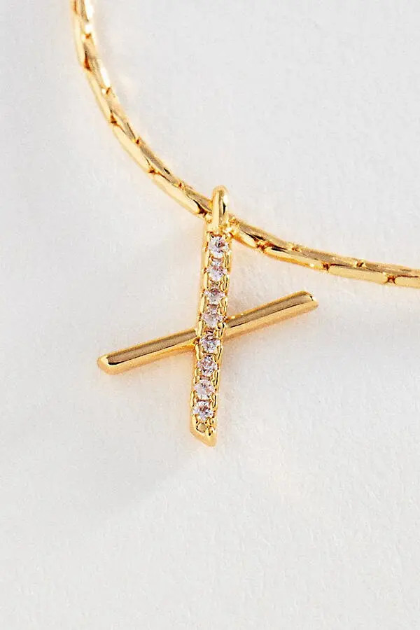 Anthropologie Initial Charm Snake Chain Necklace - X