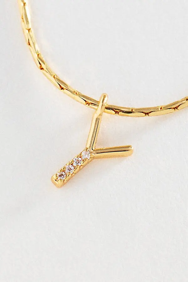 Anthropologie Initial Charm Snake Chain Necklace - Y