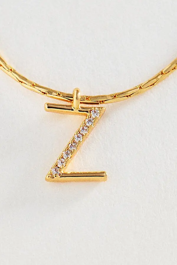 Anthropologie Initial Charm Snake Chain Necklace - Z