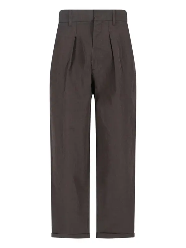 RANRA Cotton And Linen Blend Trousers - Brown
