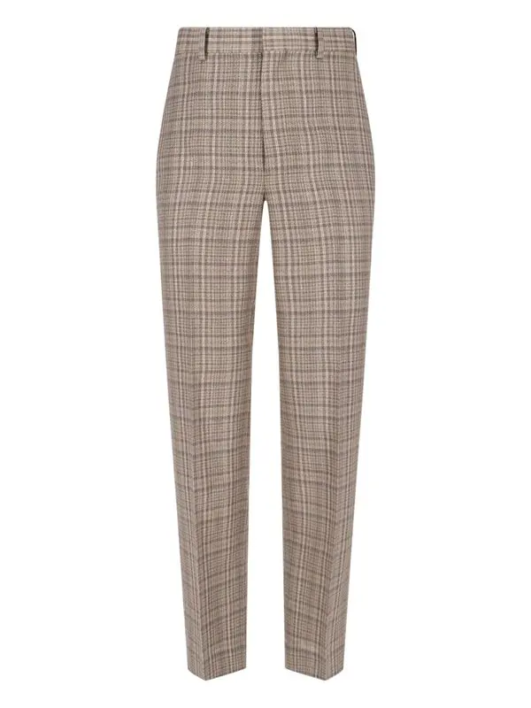 Auralee Silk And Linen Plaid Pants - Brown