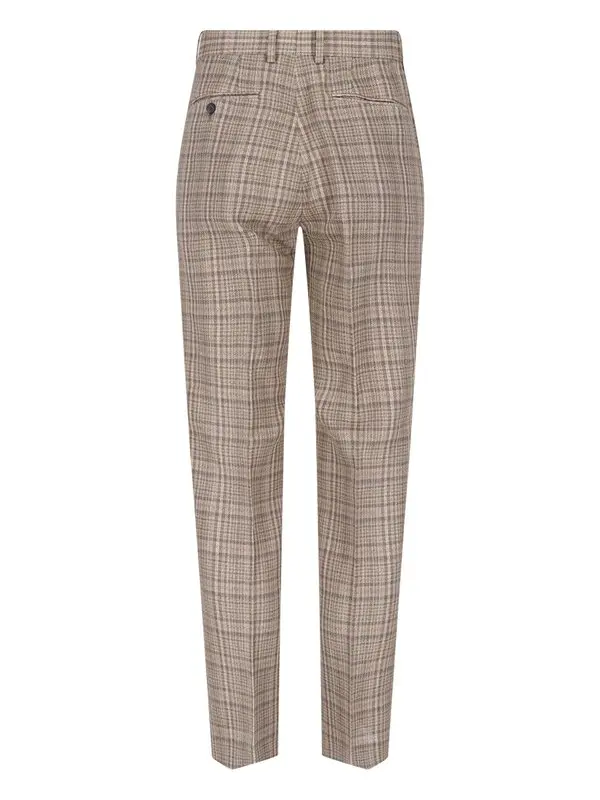 Auralee Silk And Linen Plaid Pants - Brown