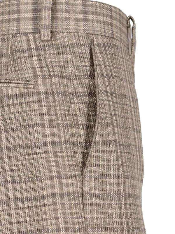 Auralee Silk And Linen Plaid Pants - Brown