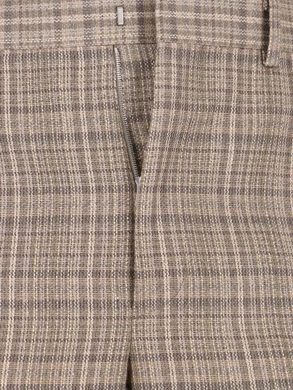 Auralee Silk And Linen Plaid Pants - Brown