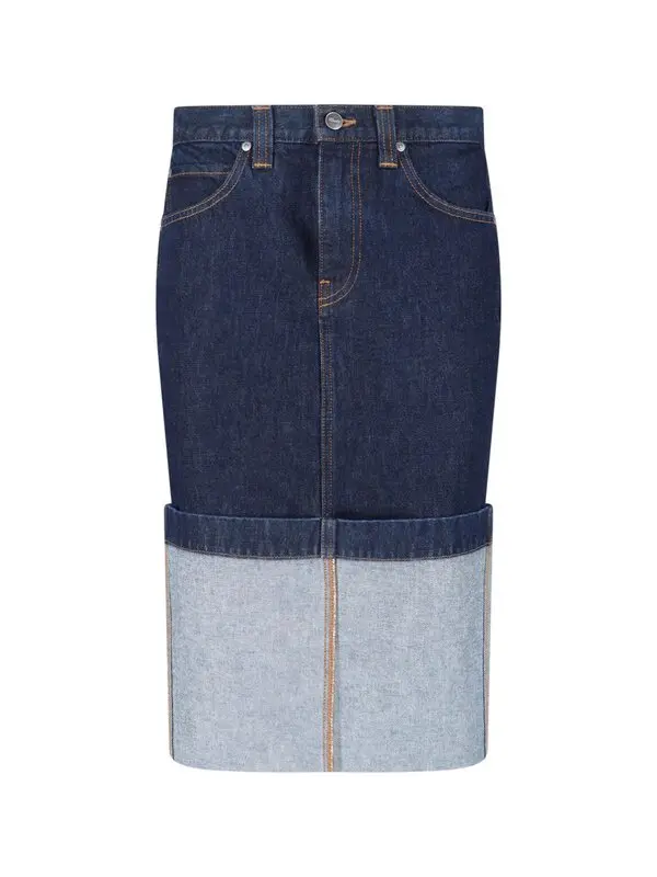 Khaite Kilian Denim Midi Skirt - Blue