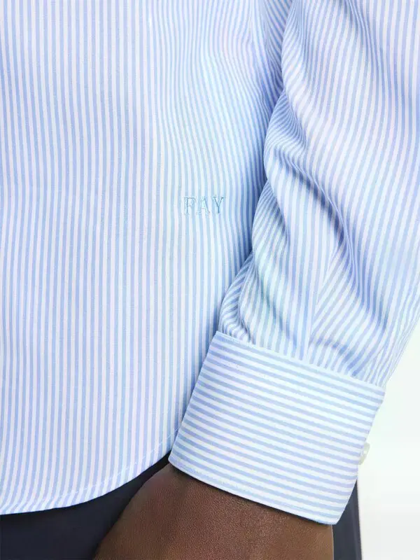 FAY Striped-pattern French-collar Shirt - Blue