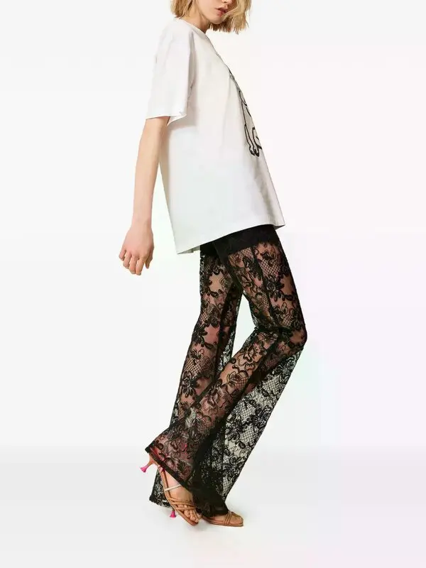 TWINSET Lace Flared Trousers - Black