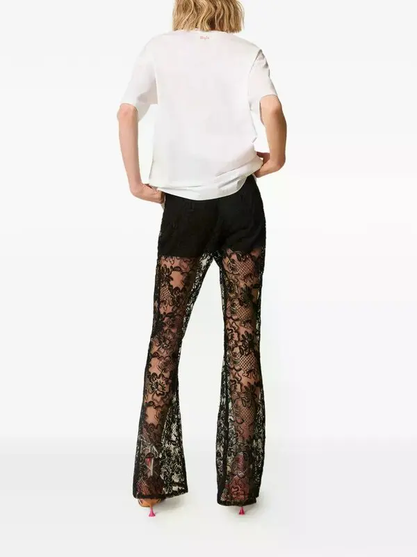 TWINSET Lace Flared Trousers - Black