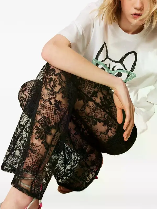TWINSET Lace Flared Trousers - Black
