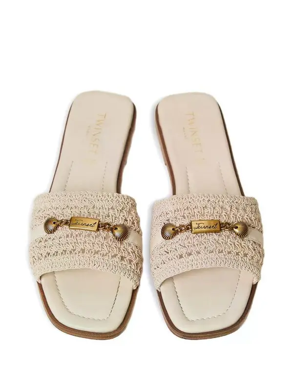 TWINSET Crochet Appliqué-detail Sandals - Neutrals