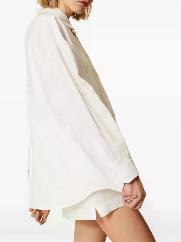 TWINSET Linen Shirt With Embroidered Logo