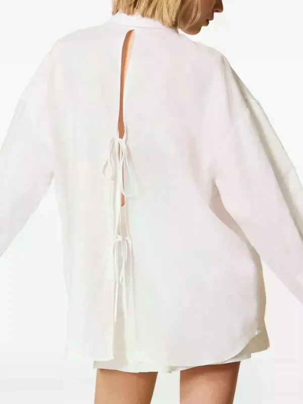 TWINSET Linen Shirt With Embroidered Logo