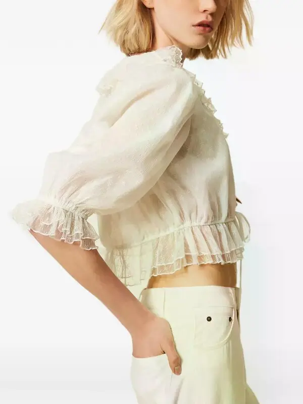 TWINSET Ruffled Cropped Shirt