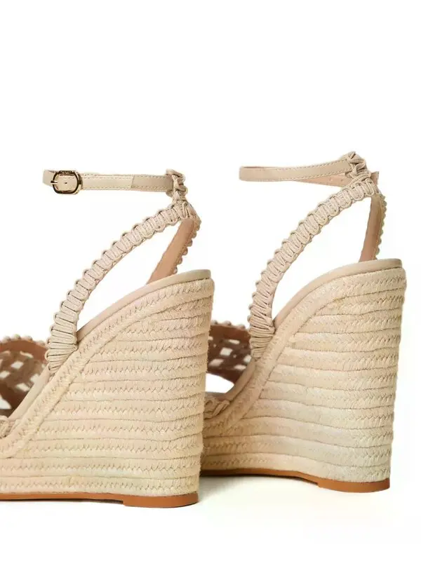 TWINSET Wedge Platform Sandals With Embroidered Detailing And Ankle Strap