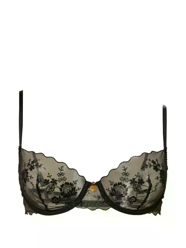 TWINSET Floral Tulle Bra - Black