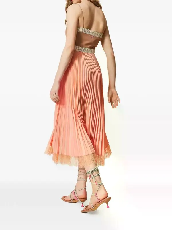 TWINSET Pleated Dress With Lace Trim