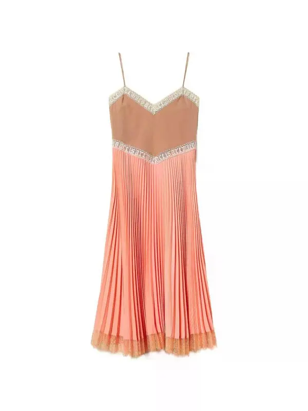 TWINSET Pleated Dress With Lace Trim