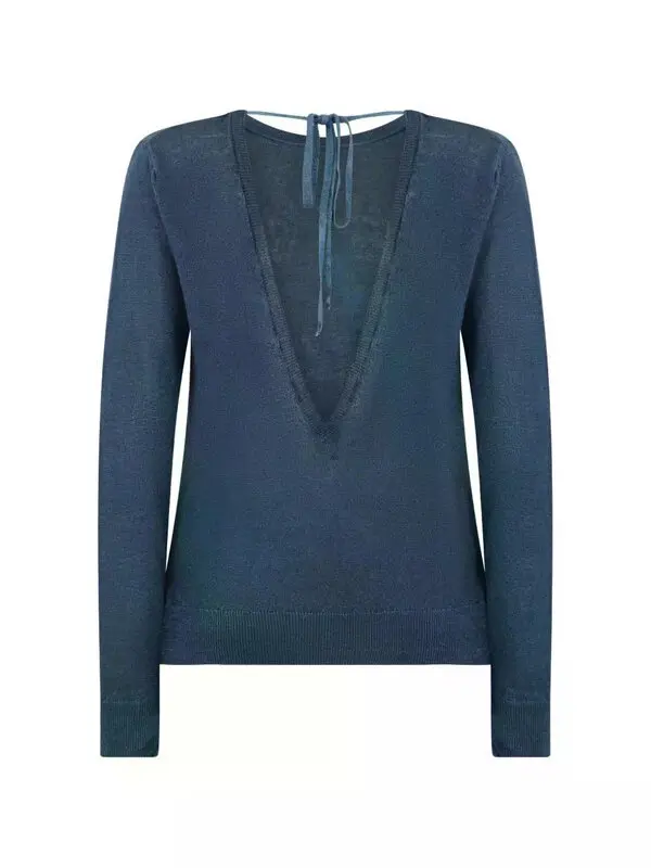 120% Lino Tie-detail Top - Blue