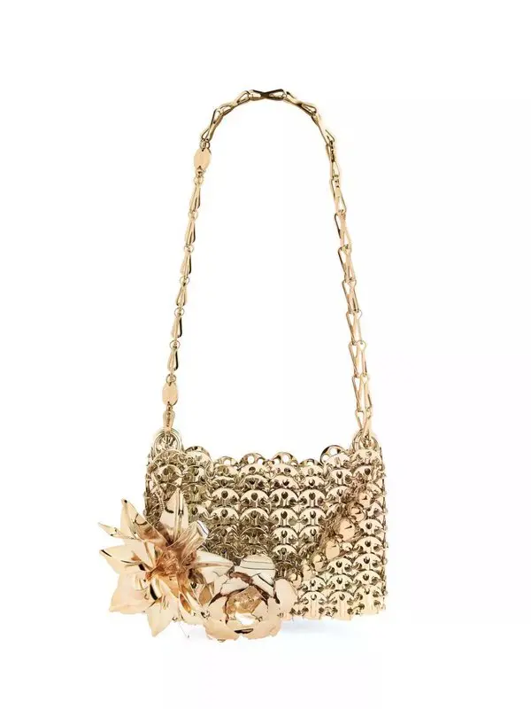 Rabanne Nano 1969 Flower-appliqué Shoulder Bag - Gold