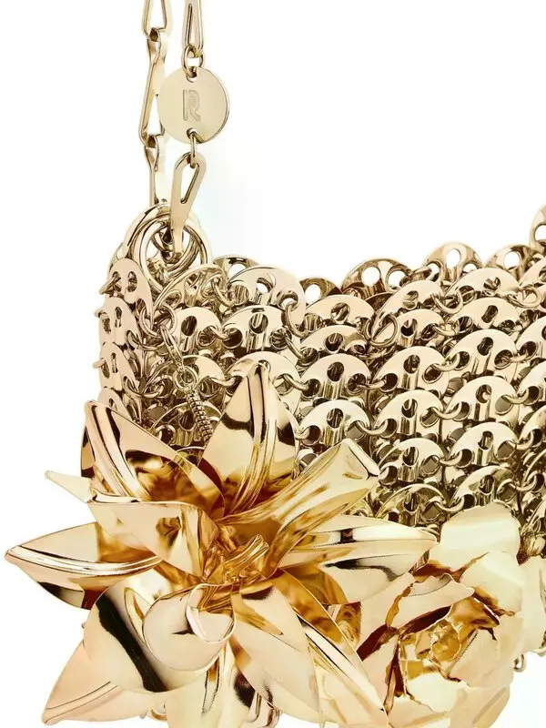 Rabanne Nano 1969 Flower-appliqué Shoulder Bag - Gold