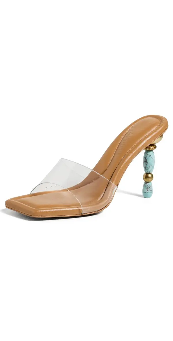 Cult Gaia Mahina High Heel Sandals - Clear Ibiza Turquoise