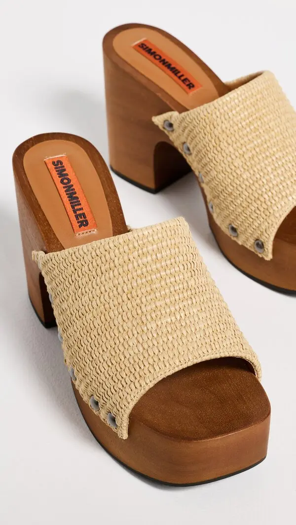SIMONMILLER Sol Wood Raffia Sandals