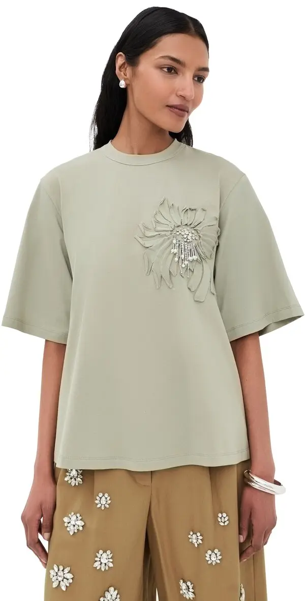 3.1 Phillip Lim Trapeze Tee With Floral Applique