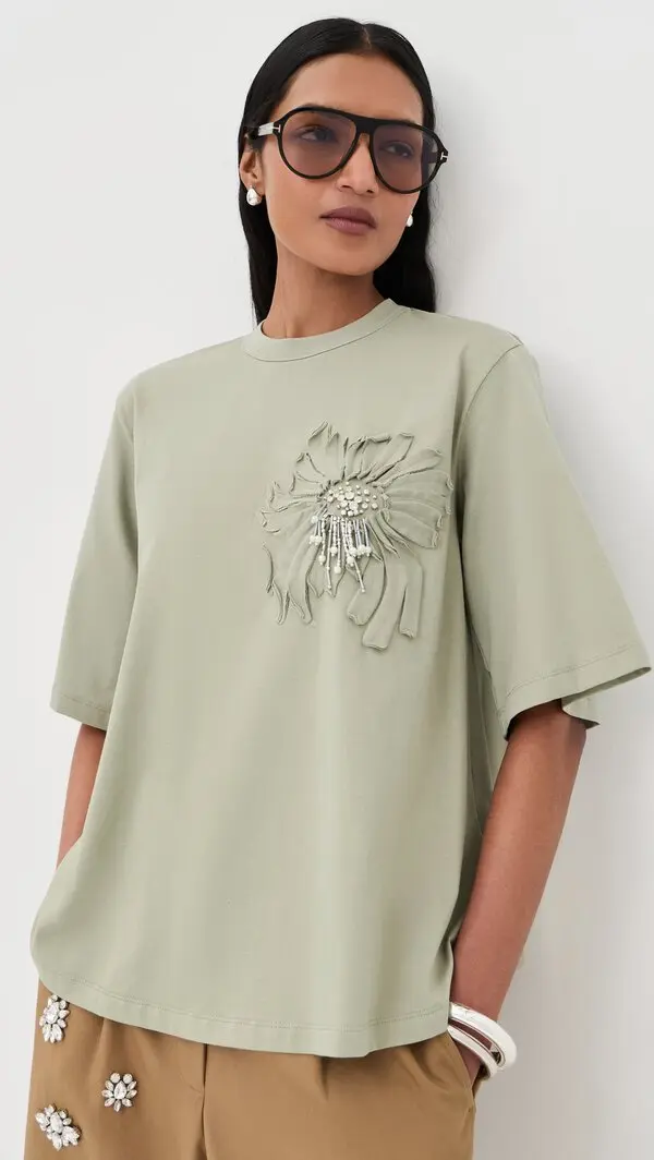 3.1 Phillip Lim Trapeze Tee With Floral Applique