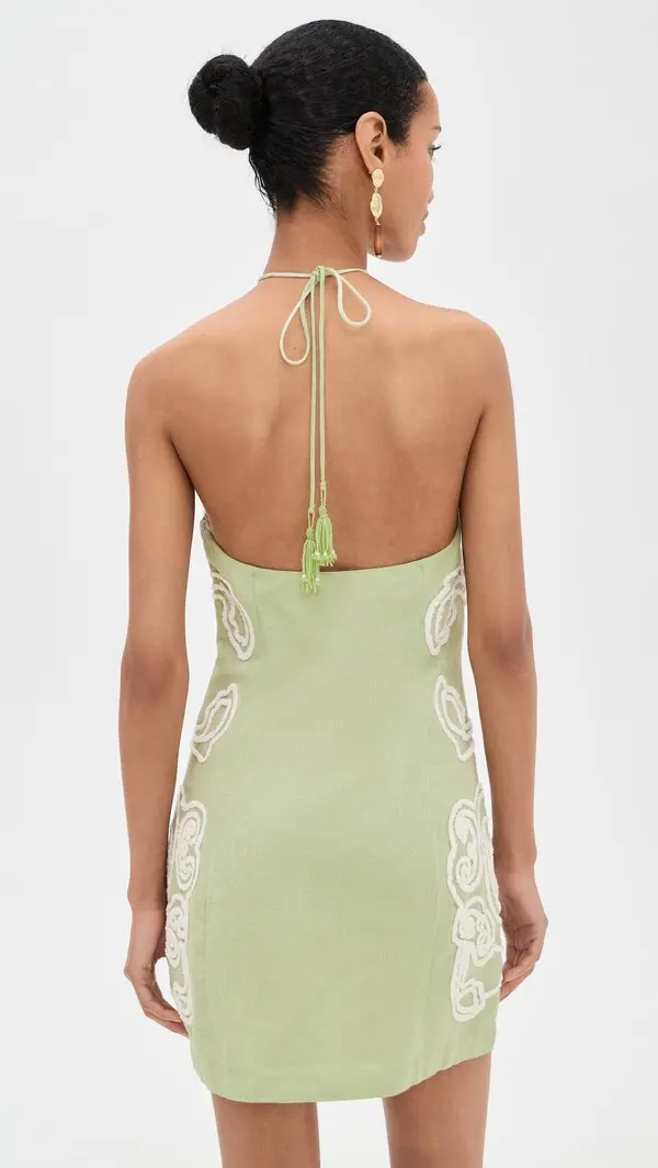 Hemant & Nandita Halterneck Mini Dress With 3d Embroidery