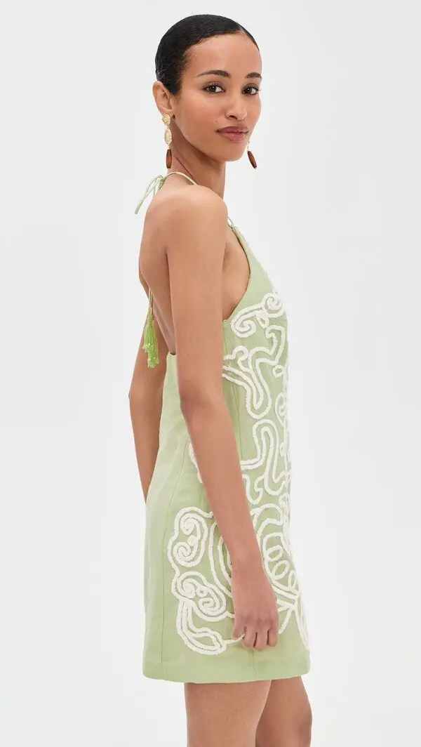 Hemant & Nandita Halterneck Mini Dress With 3d Embroidery