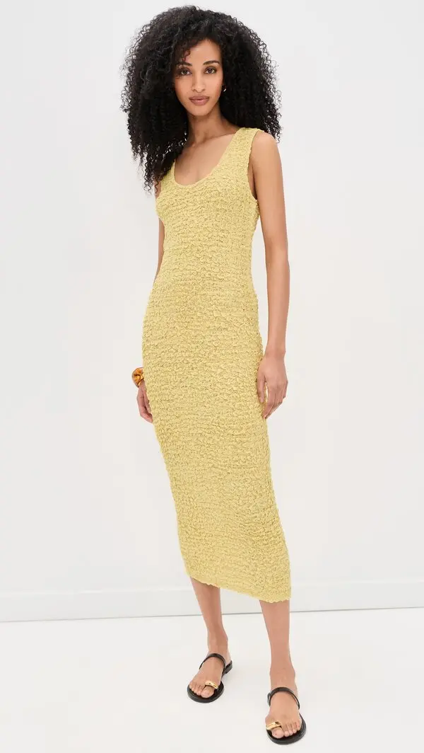 Enza Costa Textured Knit Smocked Tank Dress