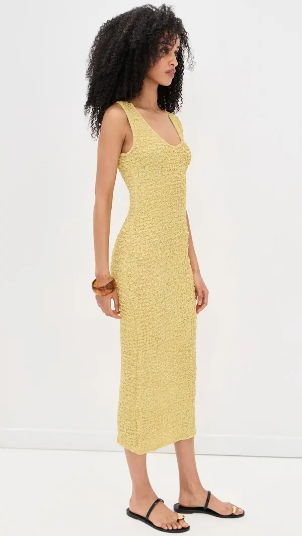 Enza Costa Textured Knit Smocked Tank Dress