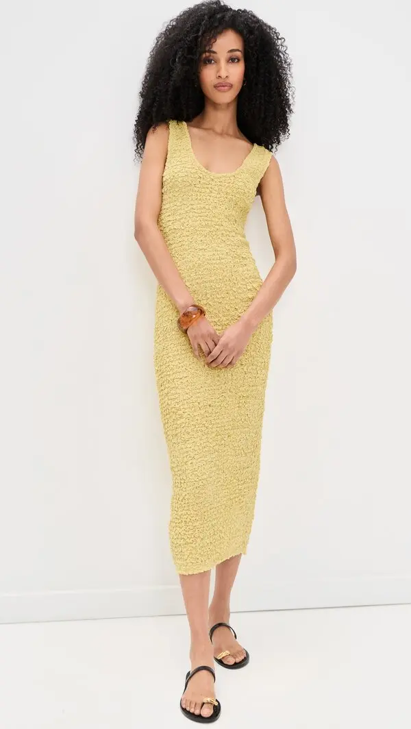 Enza Costa Textured Knit Smocked Tank Dress