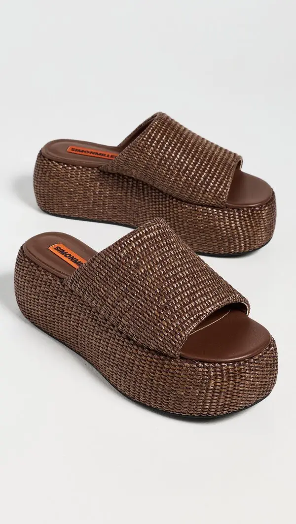 SIMONMILLER Raffia Cloudy Platform Sandals - Chocolate