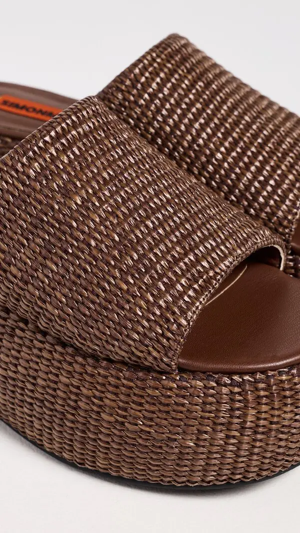 SIMONMILLER Raffia Cloudy Platform Sandals - Chocolate