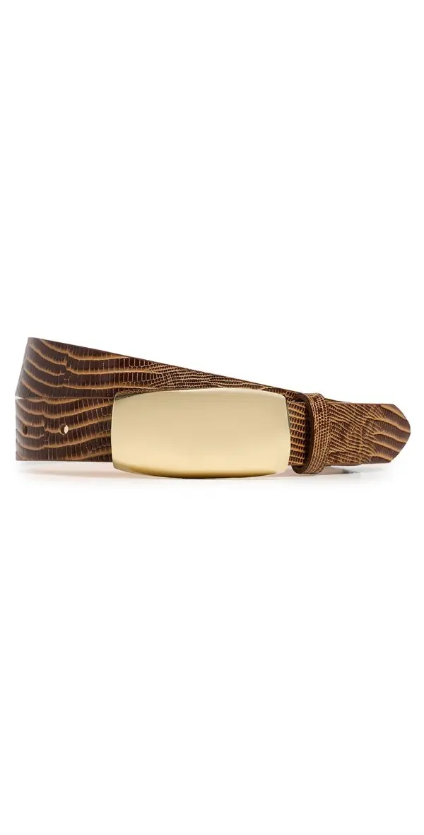 L'Agence Marlowe Leather Belt - Cognac Lizard