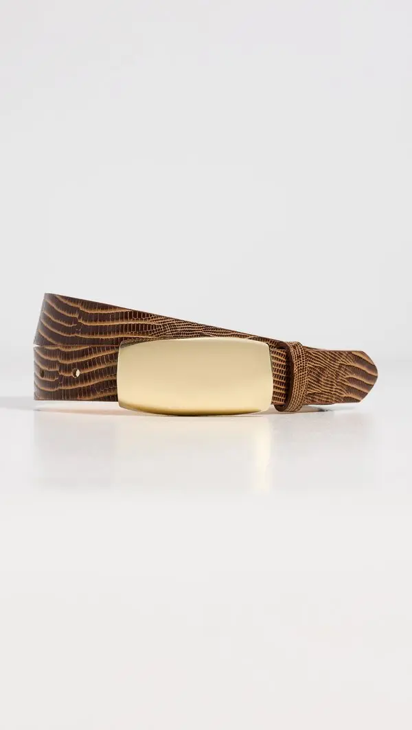 L'Agence Marlowe Leather Belt - Cognac Lizard
