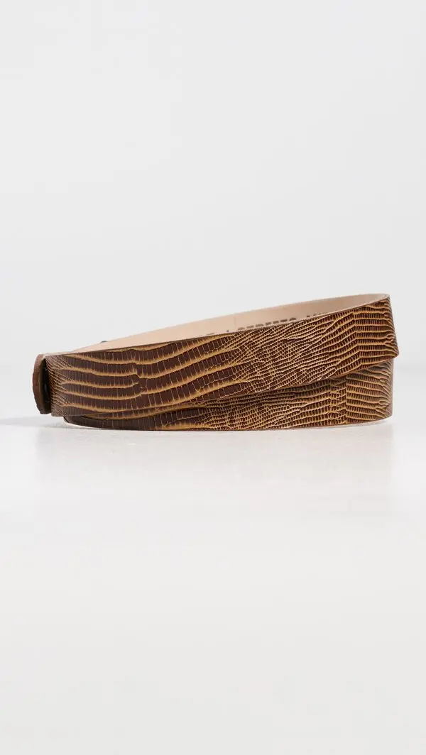 L'Agence Marlowe Leather Belt - Cognac Lizard