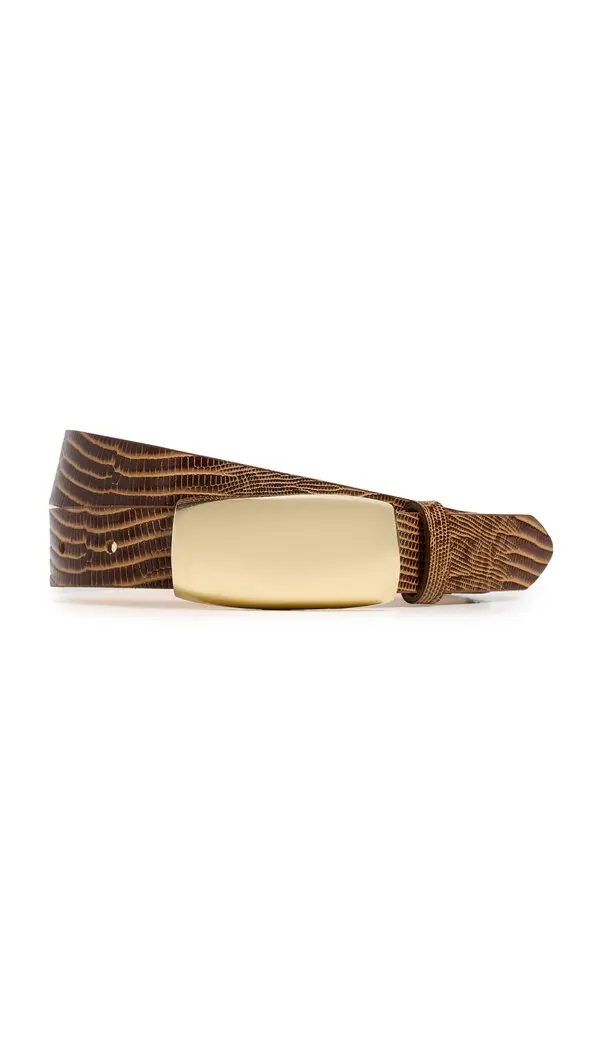 L'Agence Marlowe Leather Belt - Cognac Lizard