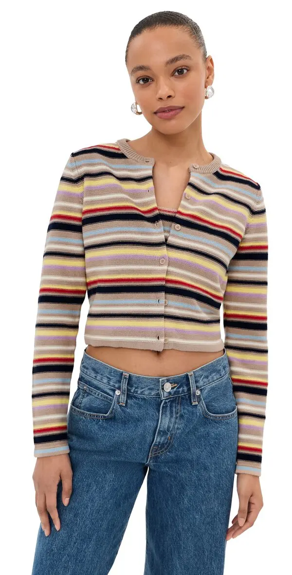 LE BOP Mara Cardigan - Sand Multi Stripe
