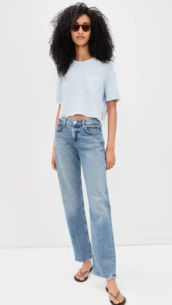 JAMES PERSE Cropped Relaxed Fit Pocket Tee