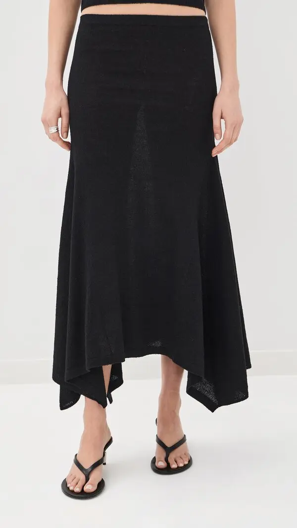 Co Pleated Flare Hem Knit Skirt